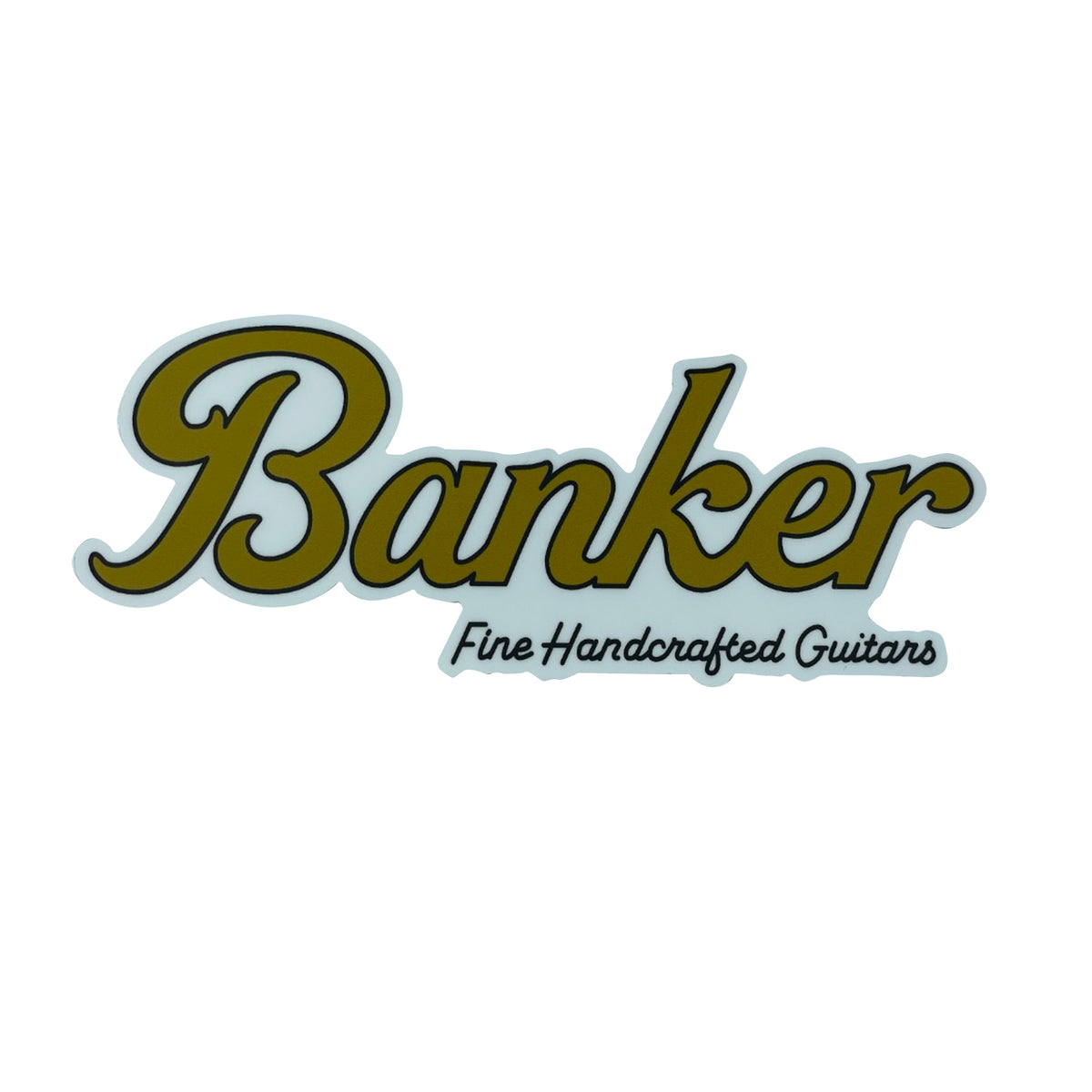 4 inch Gold Script Logo Die Cut Sticker – Banker Guitars